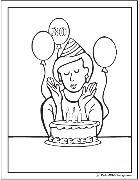 55 Birthday Coloring Pages Customizable PDF