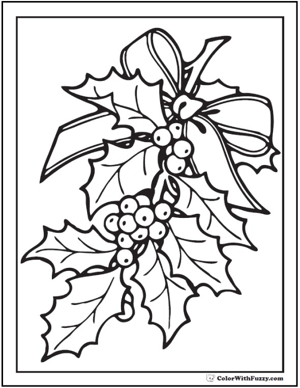 Cute Christmas Holly Coloring Page Coloring Pages