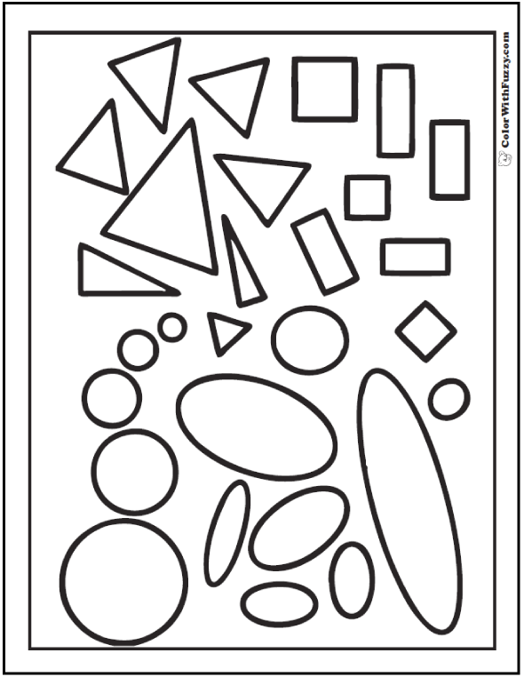 80+ Shape Coloring Pages Color Squares, Circles, Triangles